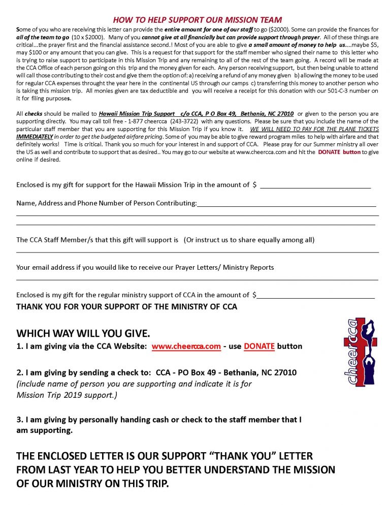 Mission Trip Letter Page - CheerCCA.com